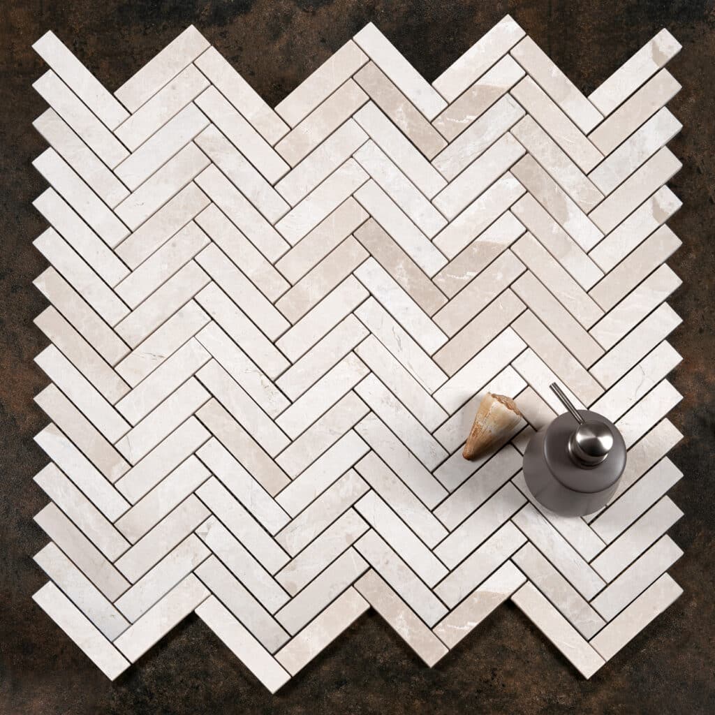 White Emperador Honed Large Herringbone - Authentic Stone