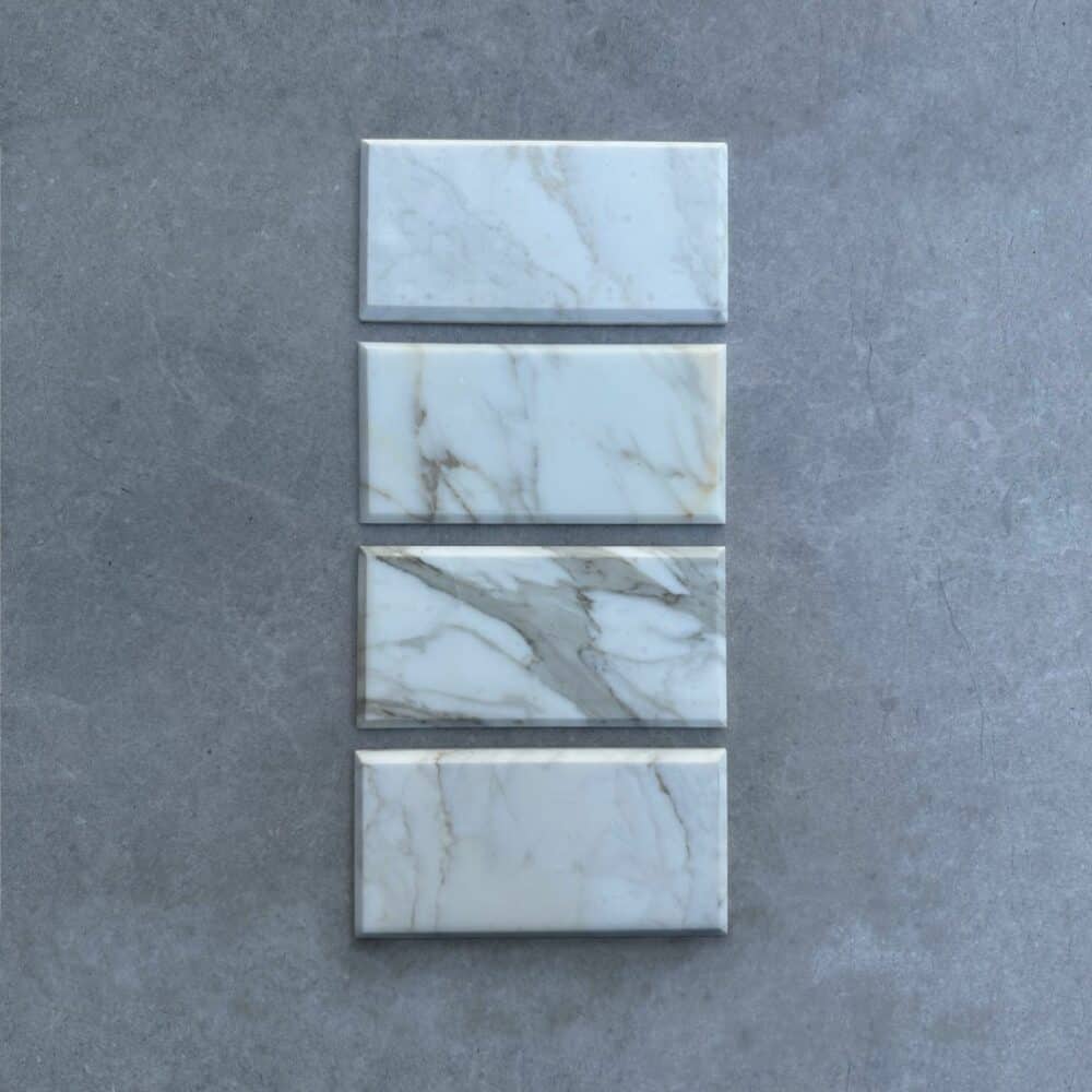 Italian Calacatta Oro Honed Marble Metro Tiles - Authentic Stone