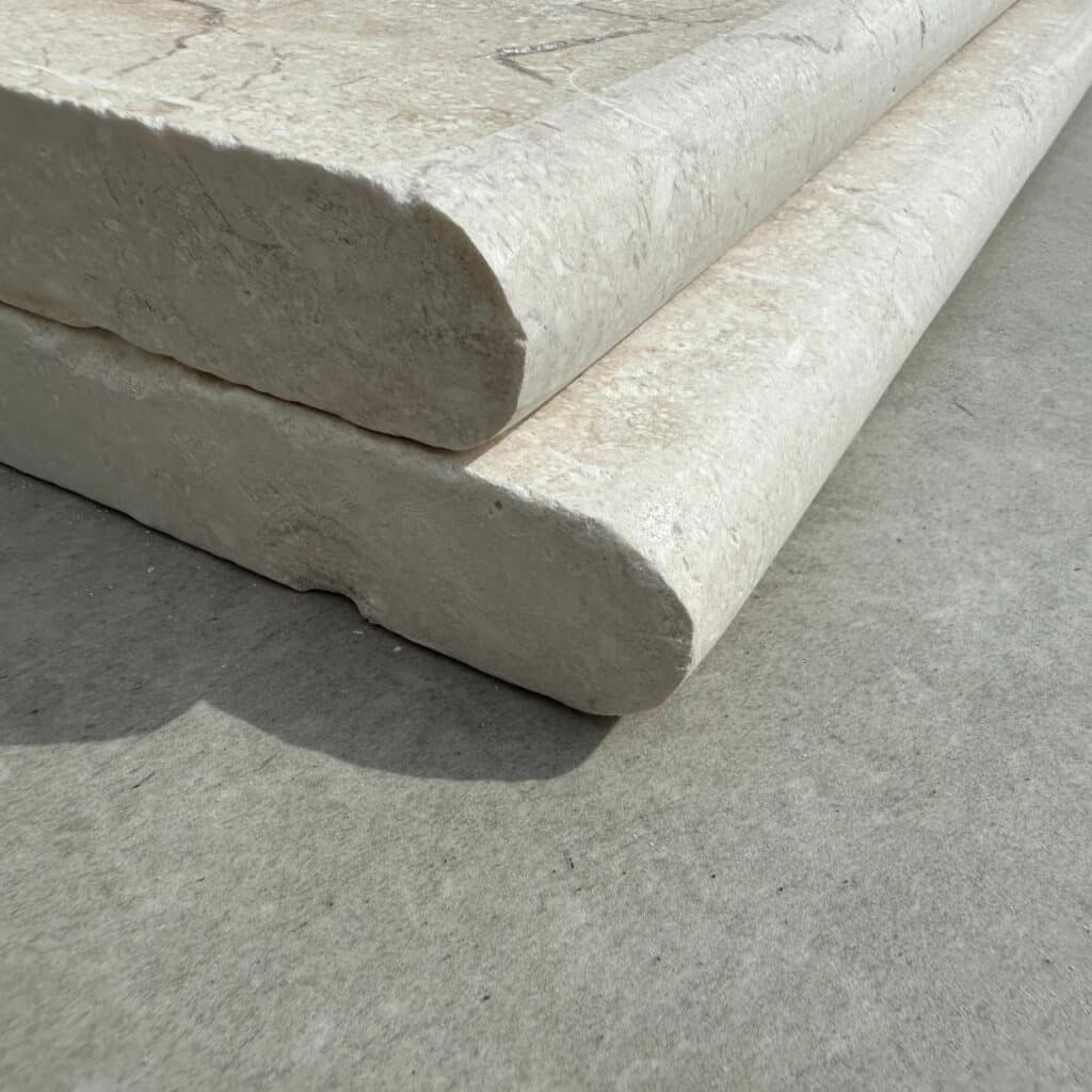 Jerusalem Ivory Tumbled Single Bullnose Limestone Pool Coping ...